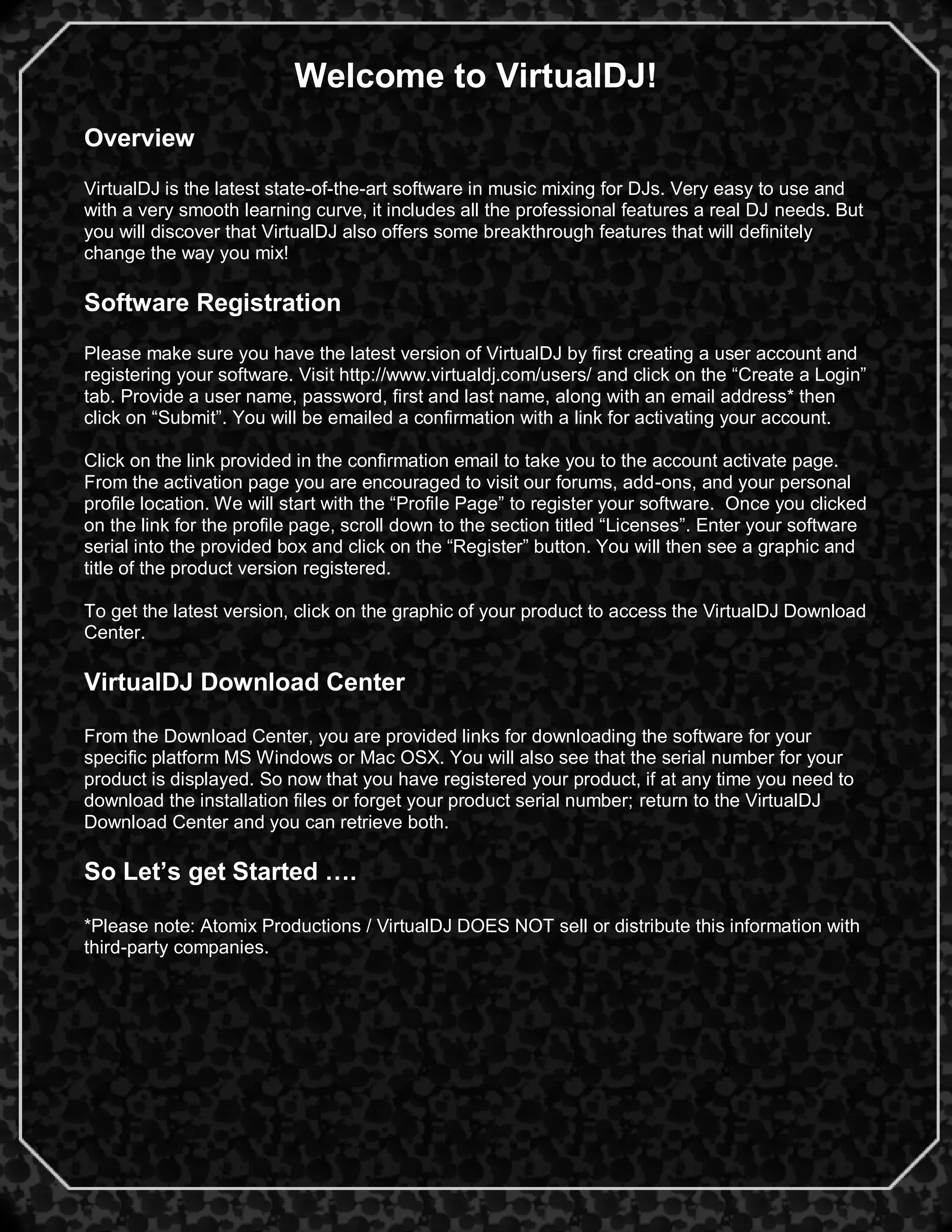 Virtual dj 7 getting started | PDF