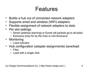 Verigio Virtual Ethernet Hub | PPT | Computer Networking | Computing