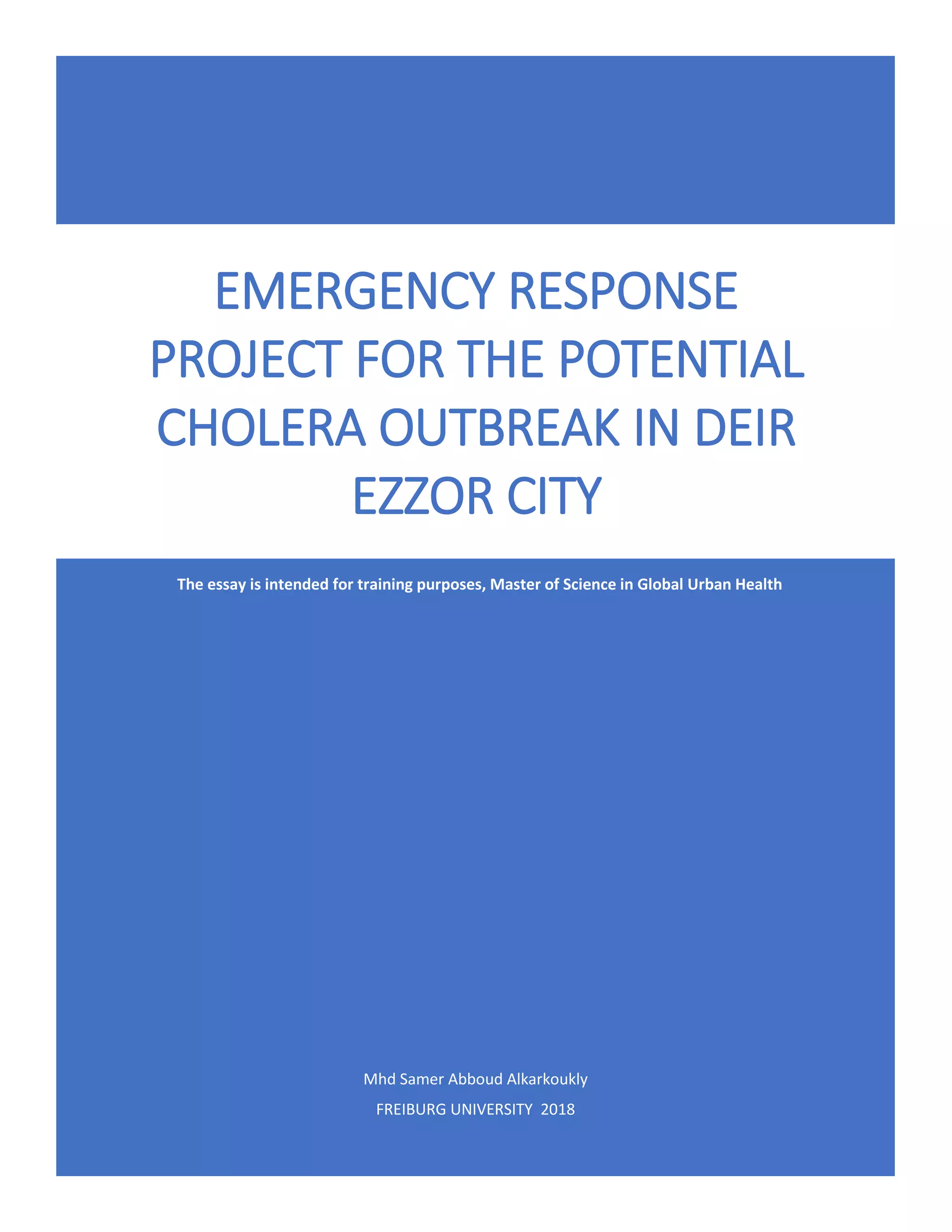 Virtual exercise - emergency response project for a potential cholera ...