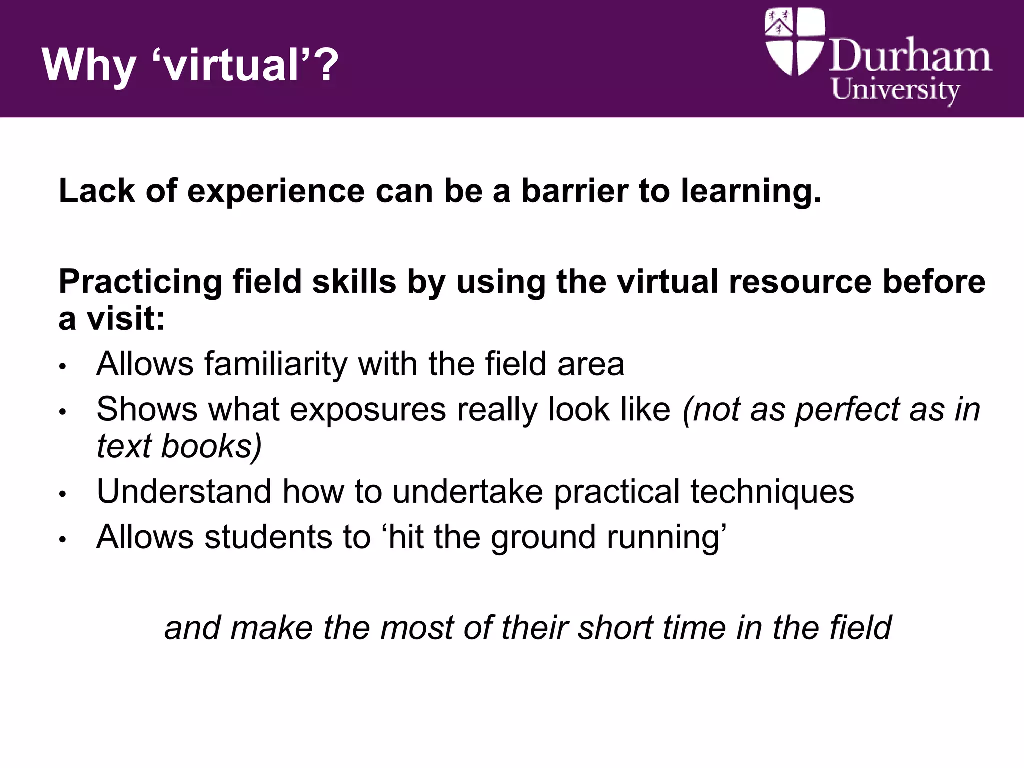 Preparing Virtual Fieldwork Resources for Foundation Students | PPT