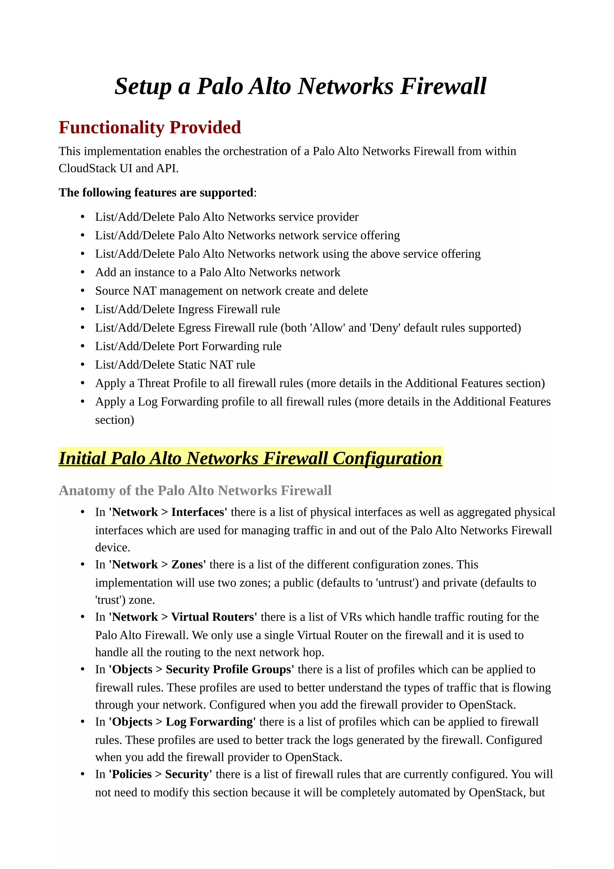 Palo Alto Virtual firewall deployment guide on OpenStack Cloud | PDF