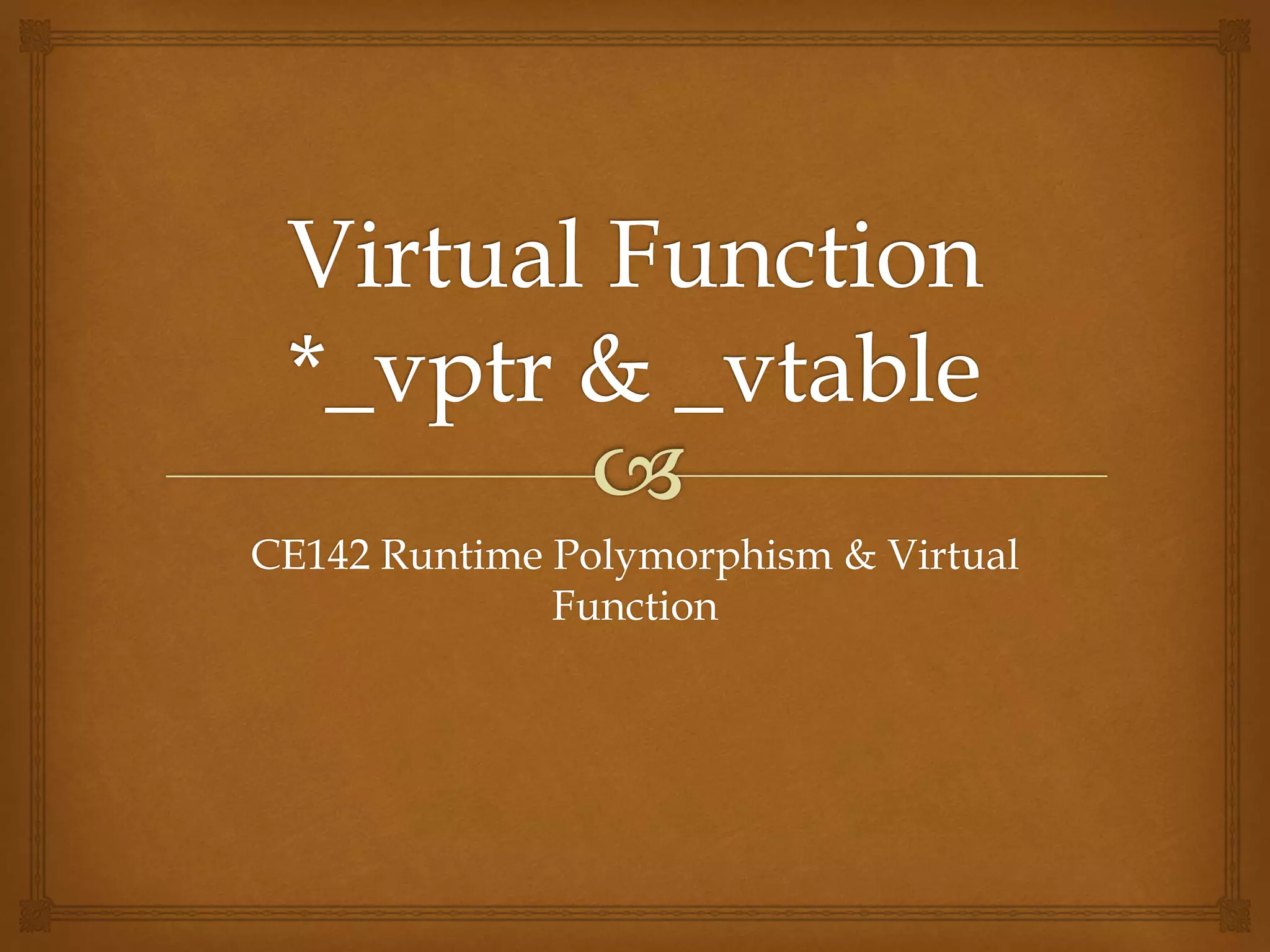 Virtual Function In C Pure Virtual Function Ppt