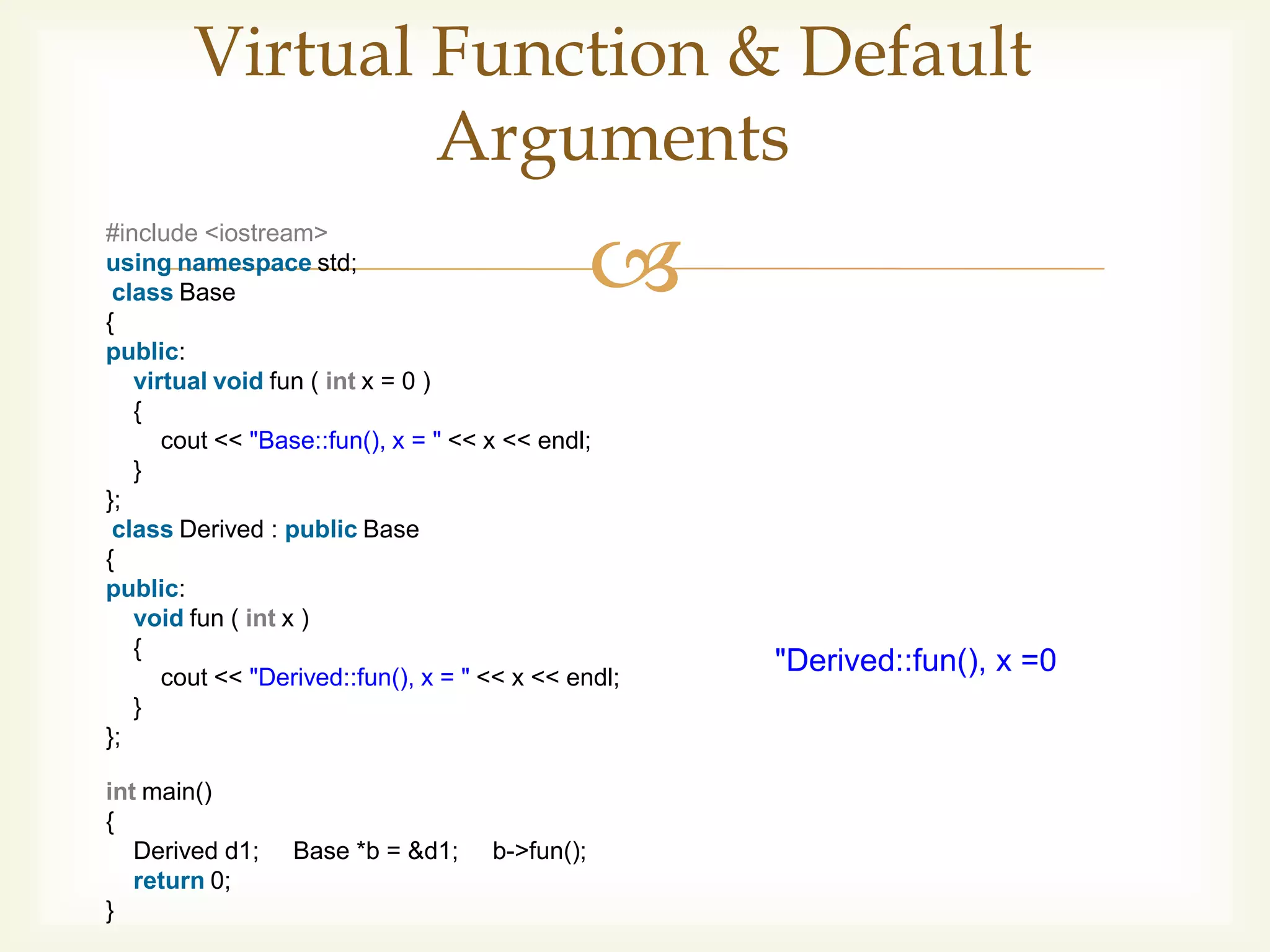 Virtual function in C++ Pure Virtual Function | PPTX | Programming Languages | Computing