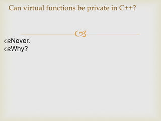 Virtual function in C++ Pure Virtual Function | PPTX | Programming Languages | Computing