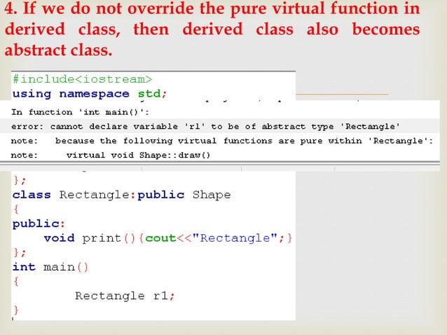 Virtual function in C++ Pure Virtual Function