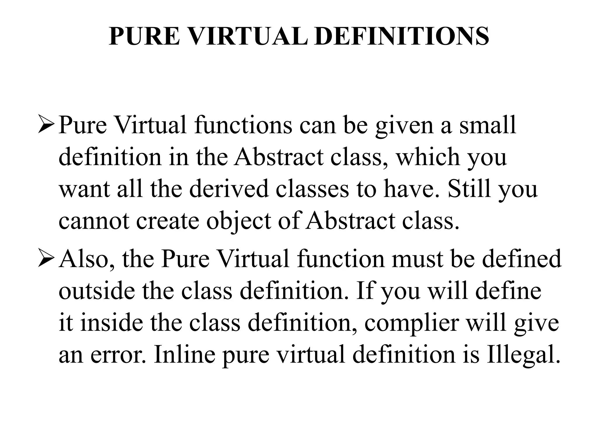 Virtual function and abstract class | PPT