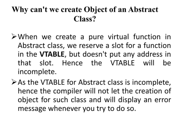 Virtual function and abstract class | PPT