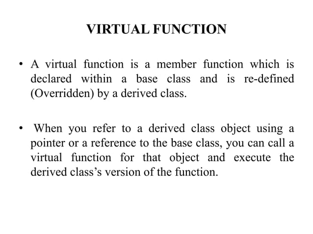 Virtual function and abstract class | PPT