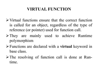 Virtual function and abstract class | PPT