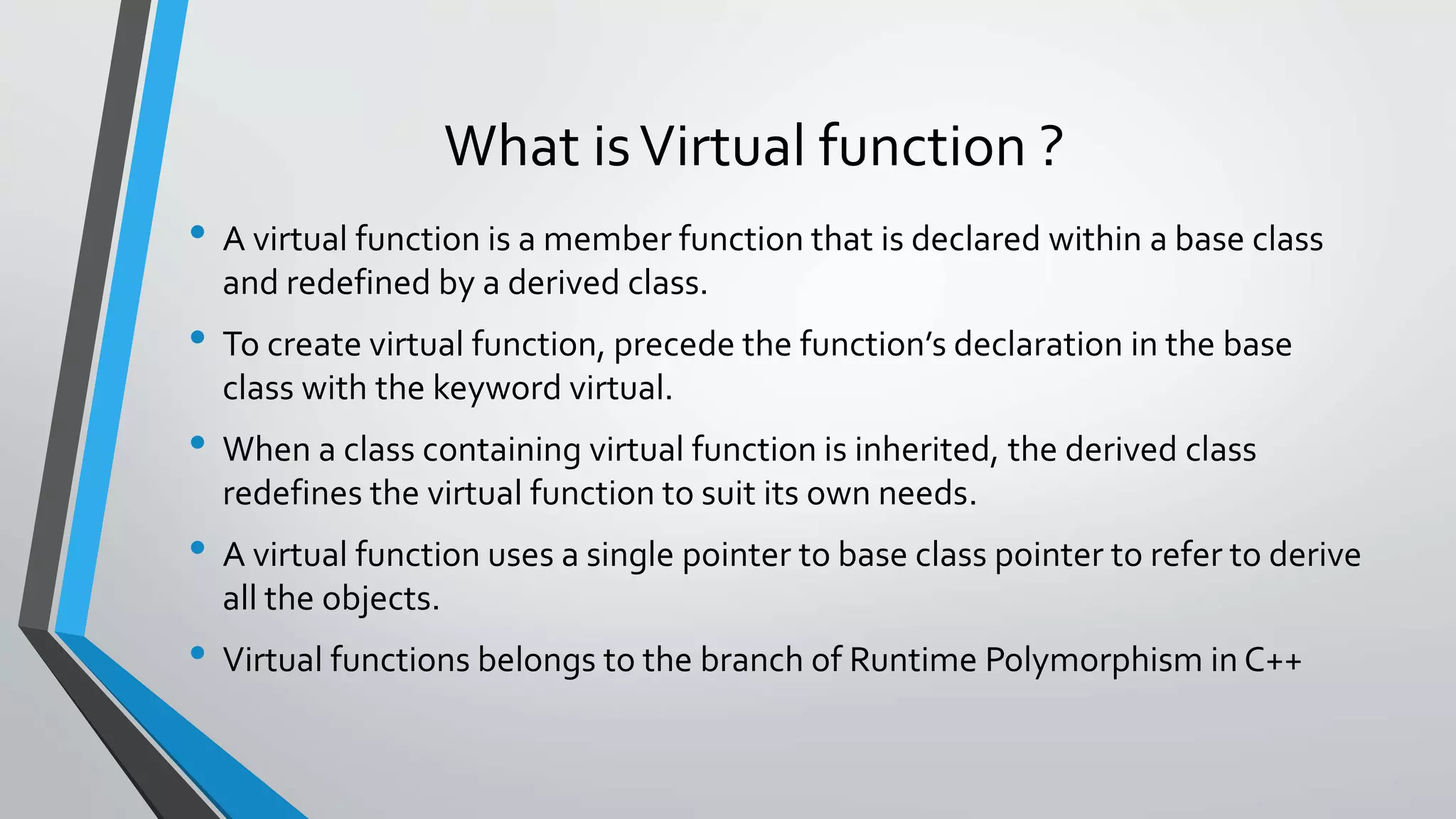 Virtual Functions Polymorphism Oop Pptx Programming Languages