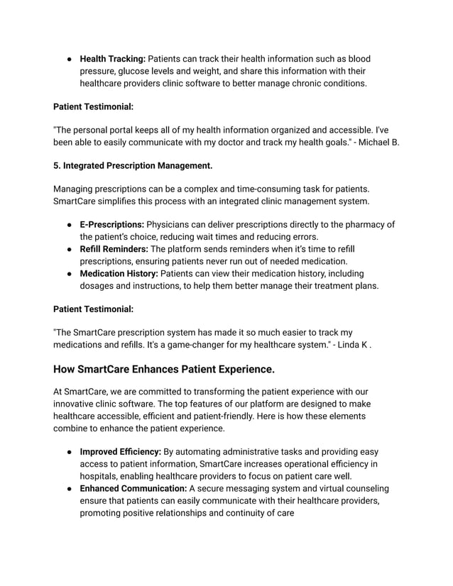 Top 5 Features of Our Healthcare Platform That Enhance Patient Experience. | PDF | Free Download