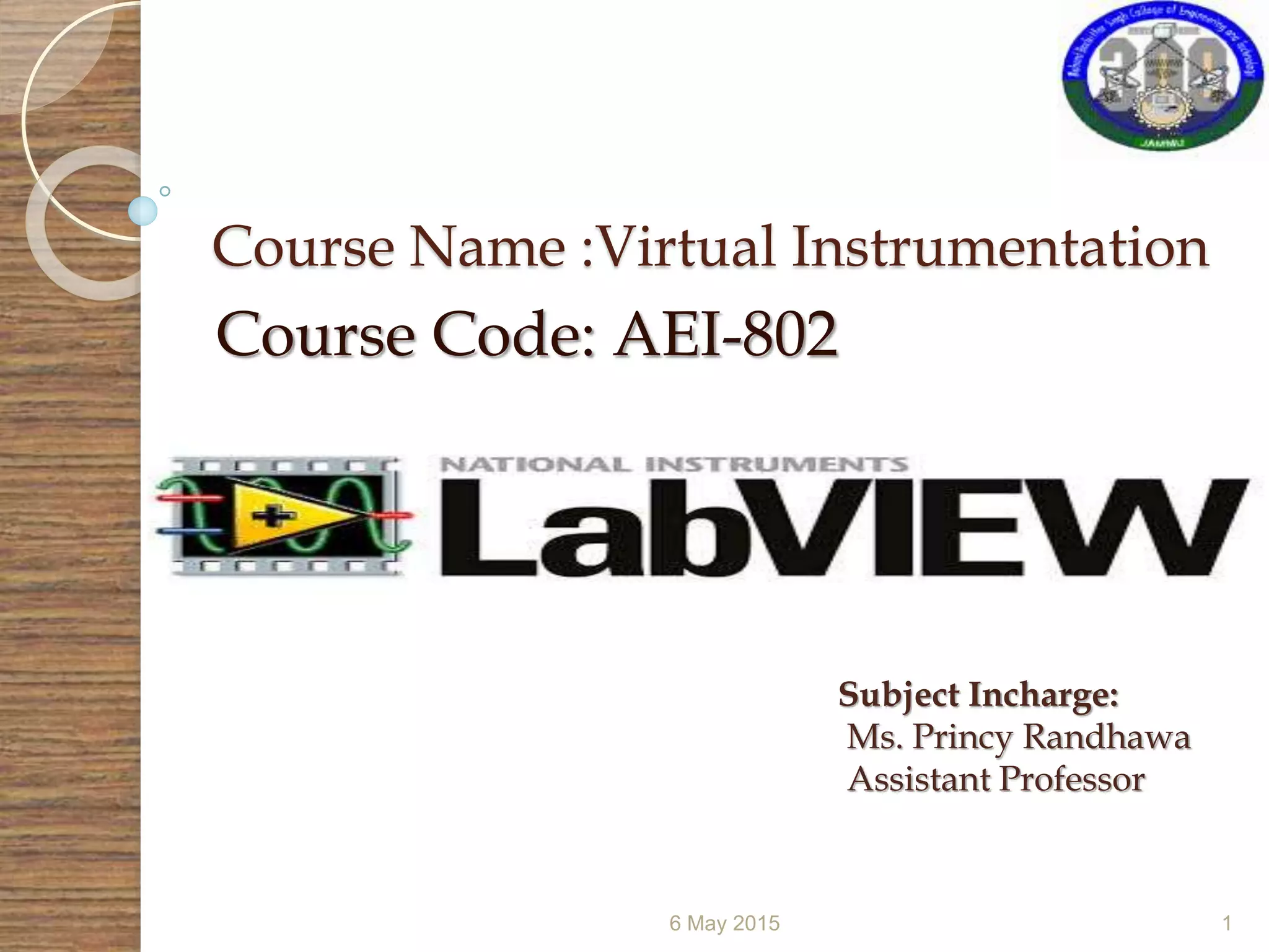 Virtual Instrumentation Labview Pptx Programming Languages Computing