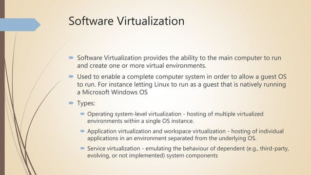 Virtualization | PPTX | Operating Systems | Computer Software and Applications