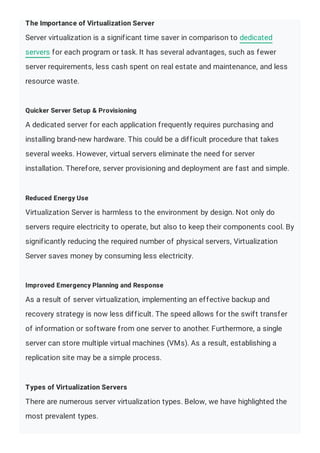 The Future of Computing: Exploring the Potential of Virtualization Server | PDF