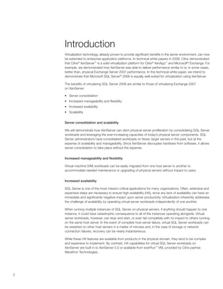 Virtualizing Microsoft SQL Server 2008 with Citrix XenServer | PDF