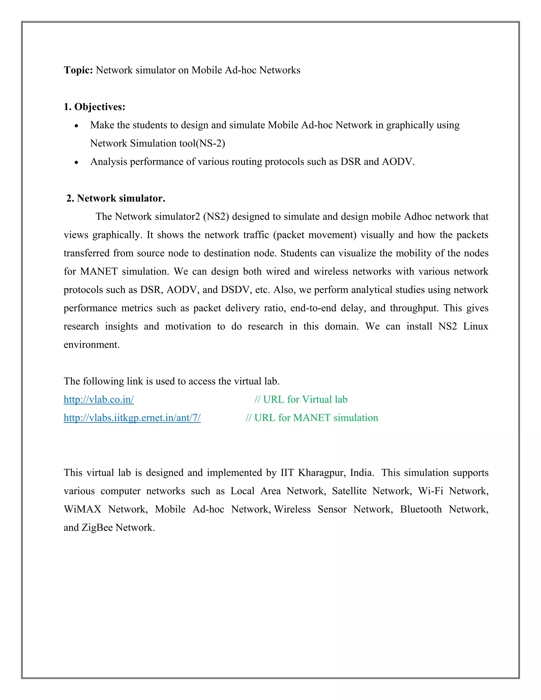 Virtual Lab Routing In Mobile Adhoc Networks Pdf
