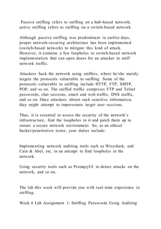 Virtual Labs SniffingConsider what you have learned so far | DOCX