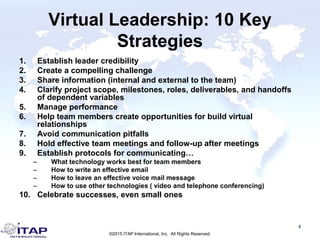 Virtual Leadership: Ten Key Strategies | PPTX
