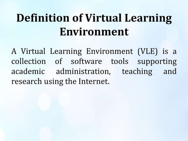 virtual learning environment | PPT