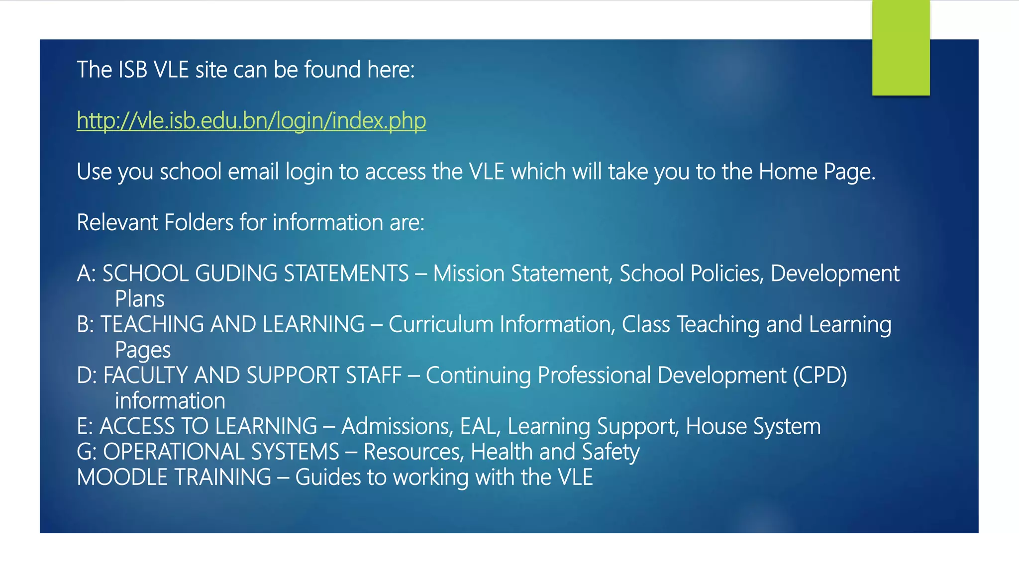 Virtual learning environment (vle) training | PPT