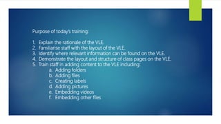 Virtual learning environment (vle) training | PPT