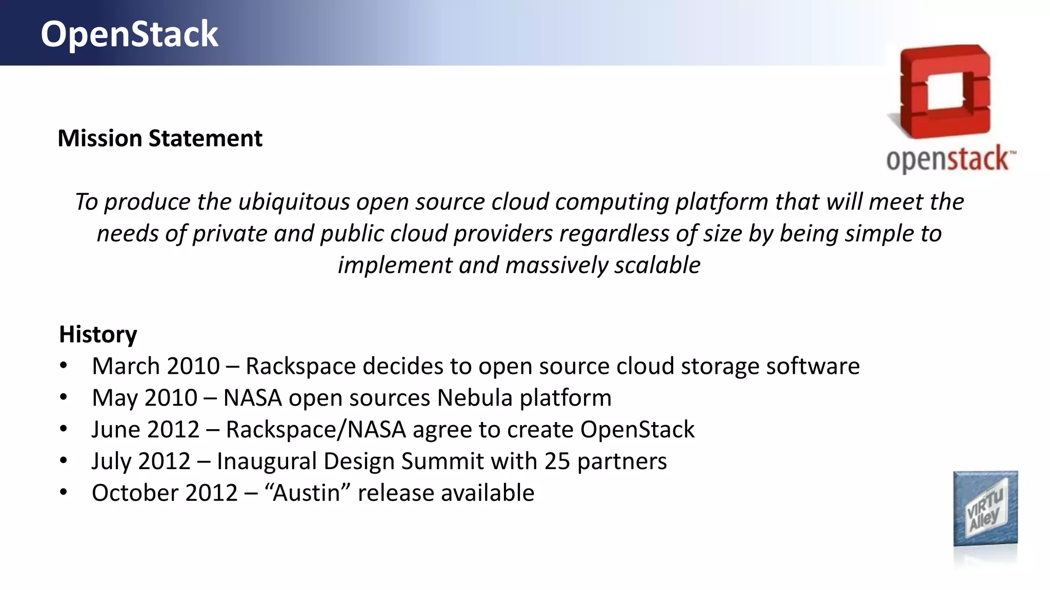 Open Source Clouds at VIRTu Alley | PPT