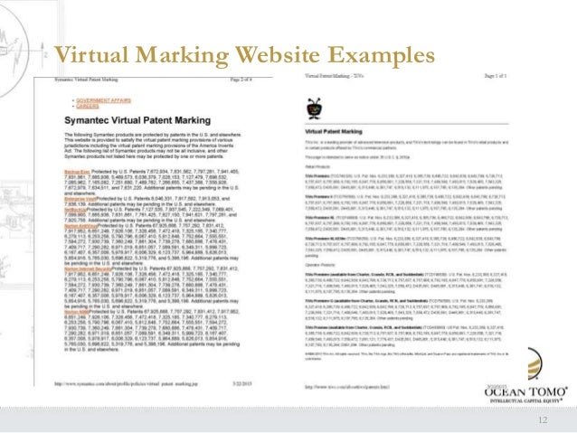 Patent Marking Examples
