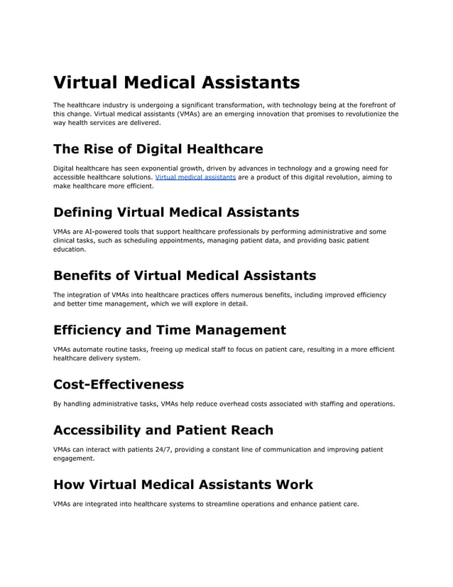 Virtual medical Assistant.pdf | Technology Industry | Industries