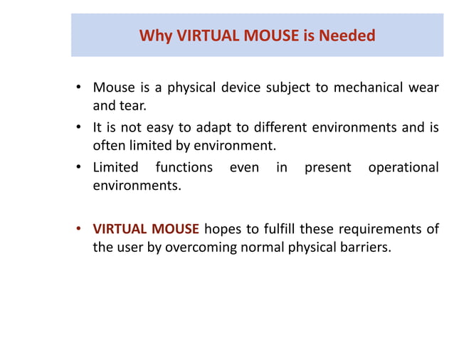 Virtual mouse | PPTX | Computer Peripherals | Computing