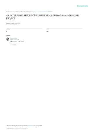 AN INTERNSHIP REPORT ON VIRTUAL MOUSE USING HAND GESTURES PROJECT | PDF