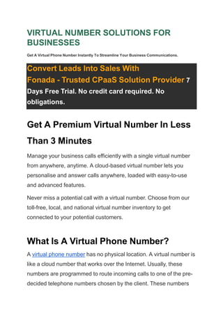 Virtual Number Solutions for Businesses | PDF