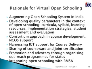 Open Schooling in India: RMSA Perspective | PPTX