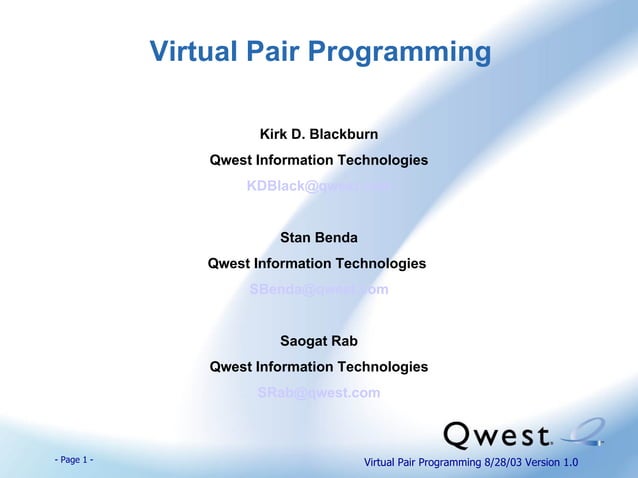 Virtual Pair Programming | PPT