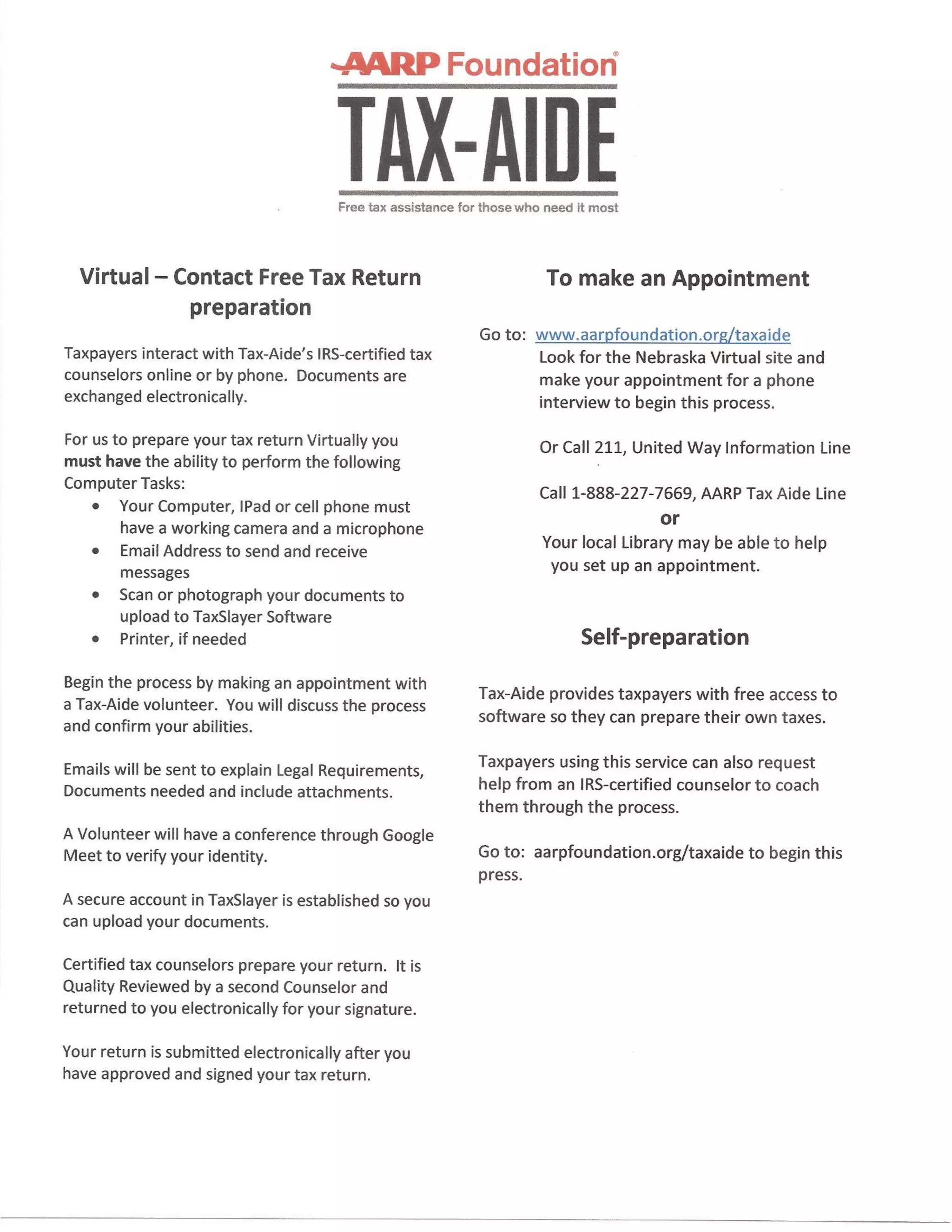 AARP Foundation Tax-Aide Virtual Poster | PDF