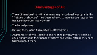 HCI : Virtual reality (AUGMENTED & MIXED REALITY) | PPTX