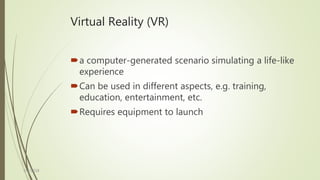 Virtual reality and its application | PPTX