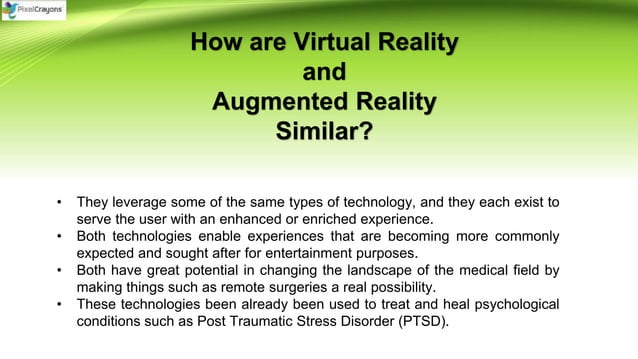 Virtual reality vs. augmented reality | PPTX