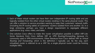 Virtual Routing and Forwarding, (VRF-lite) | PPTX