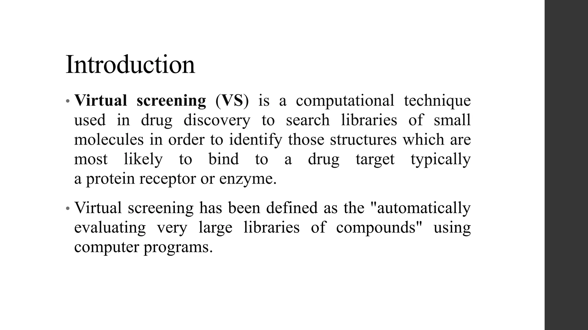 Virtual screening techniques | PPTX