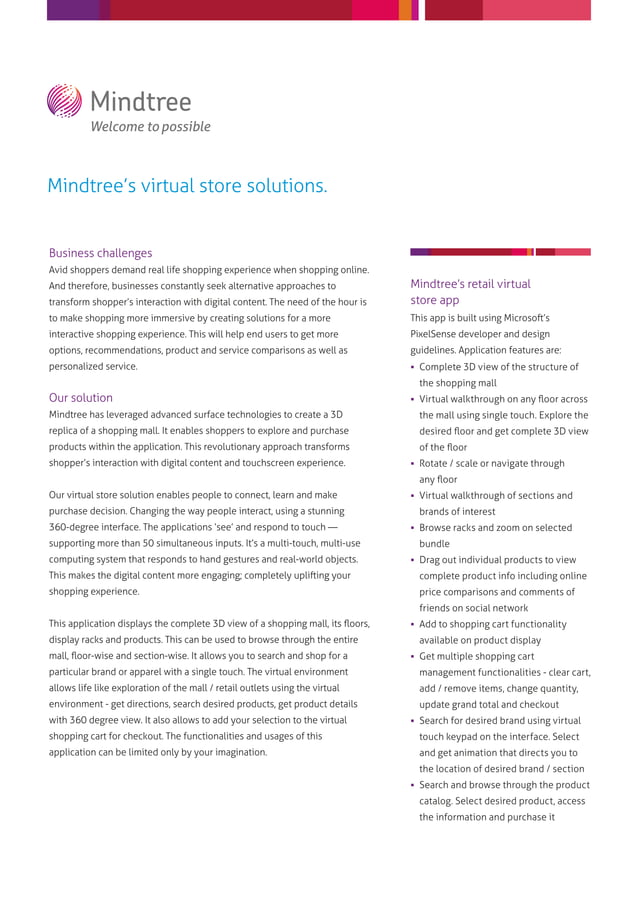 Mindtree's virtual store solutions. | PDF