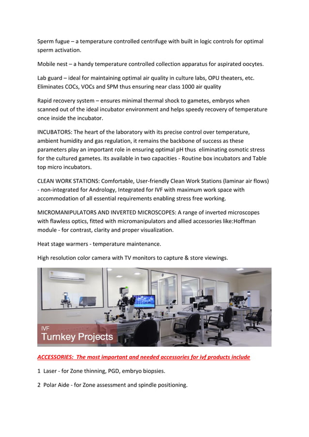 IVF lab Turnkey Projects | PDF