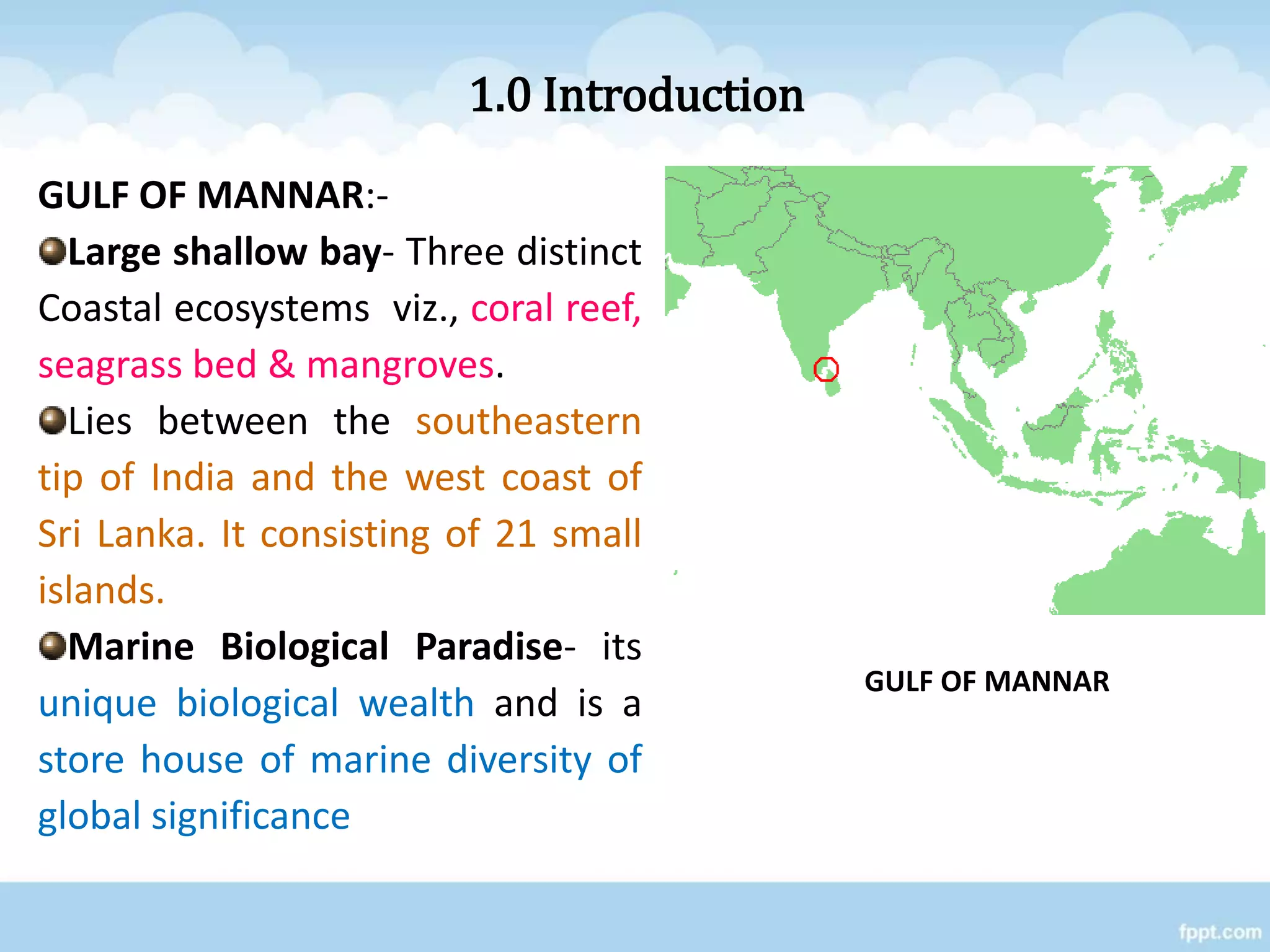 Virtual tour to marine biological paradise- The Gulf of Mannar Coast | PPTX