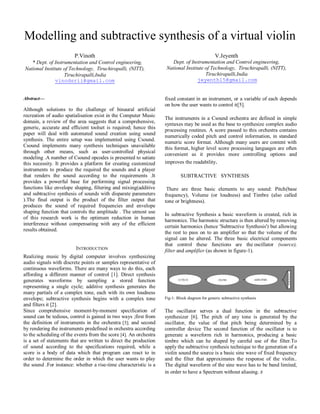 Paper on Modeling and Subtractive synthesis of virtual violin | PDF