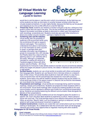 3D Virtual Worlds for Language Learning | PDF