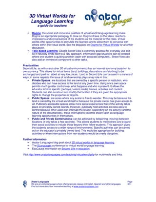 3D Virtual Worlds for Language Learning | PDF