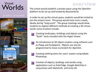 Virtual Worlds Project Proposal - Reaction Grid | PPT
