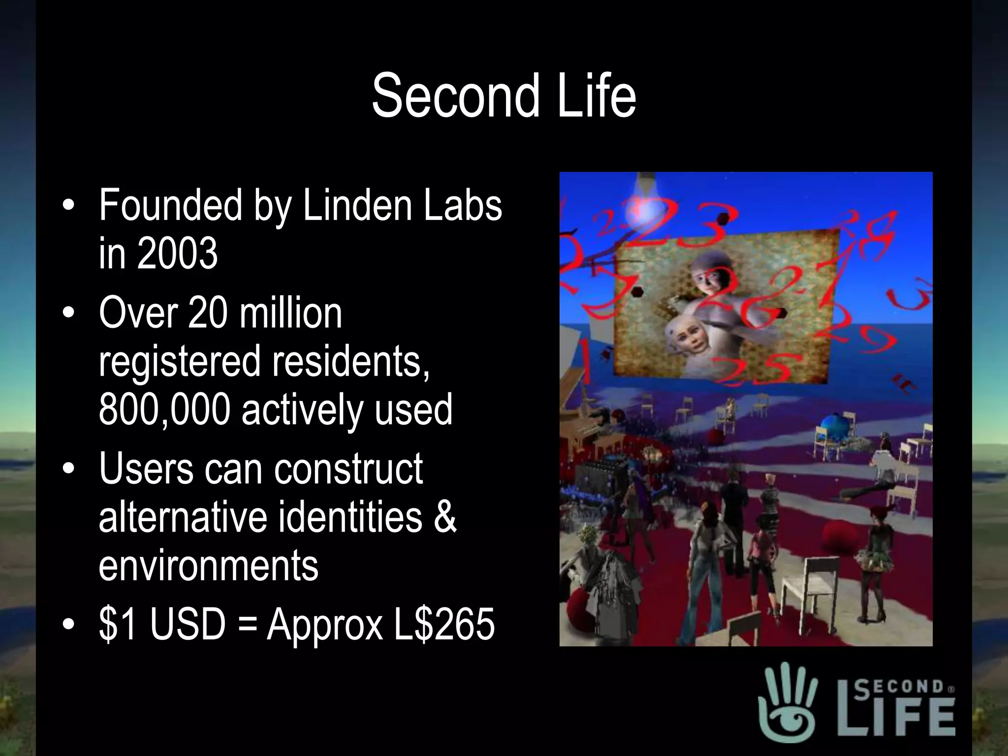 Virtual worlds & second life presentation slideshare | PPTX