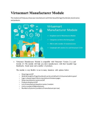 Virtuemart manufacturer module | DOCX