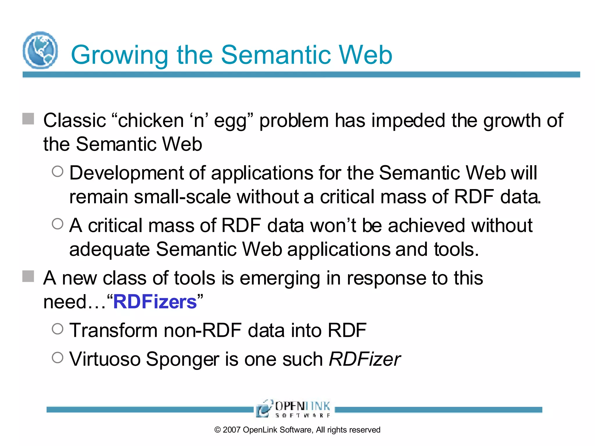 Virtuoso Sponger - RDFizer Middleware for creating RDF from non RDF Data Sources | PPT