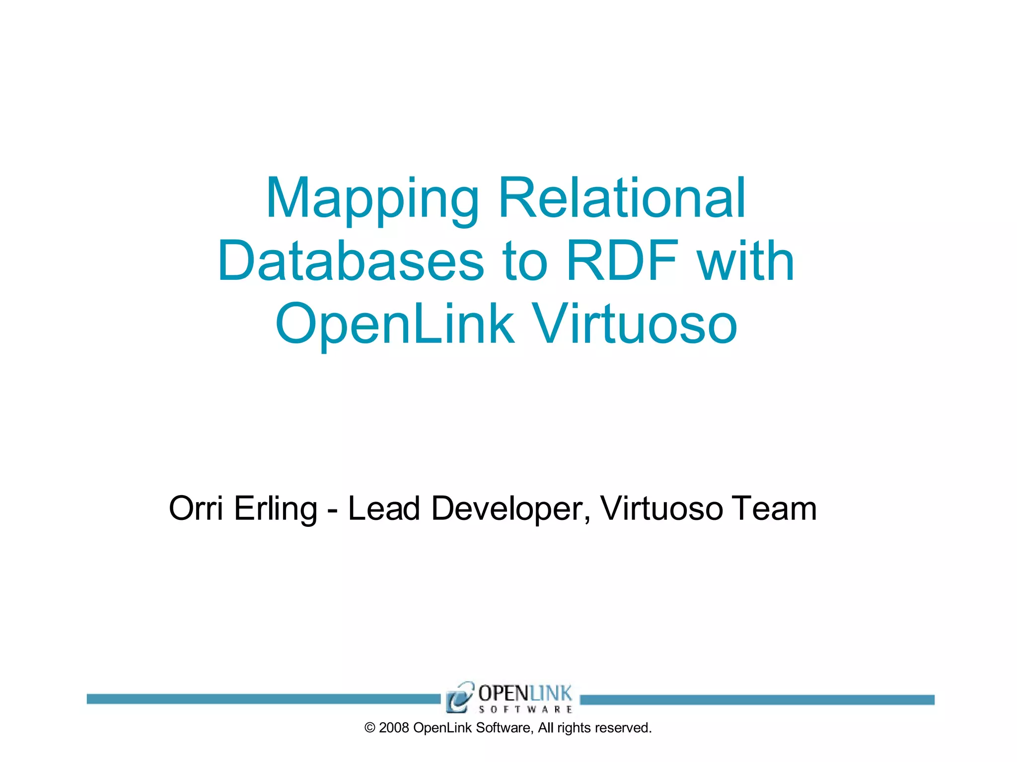 Virtuoso Relational To Rdf Mapping Ppt